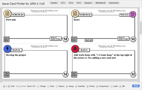 Issue Card Printer for JIRA Cloud – www.MrAddon.com ®: Jira ...