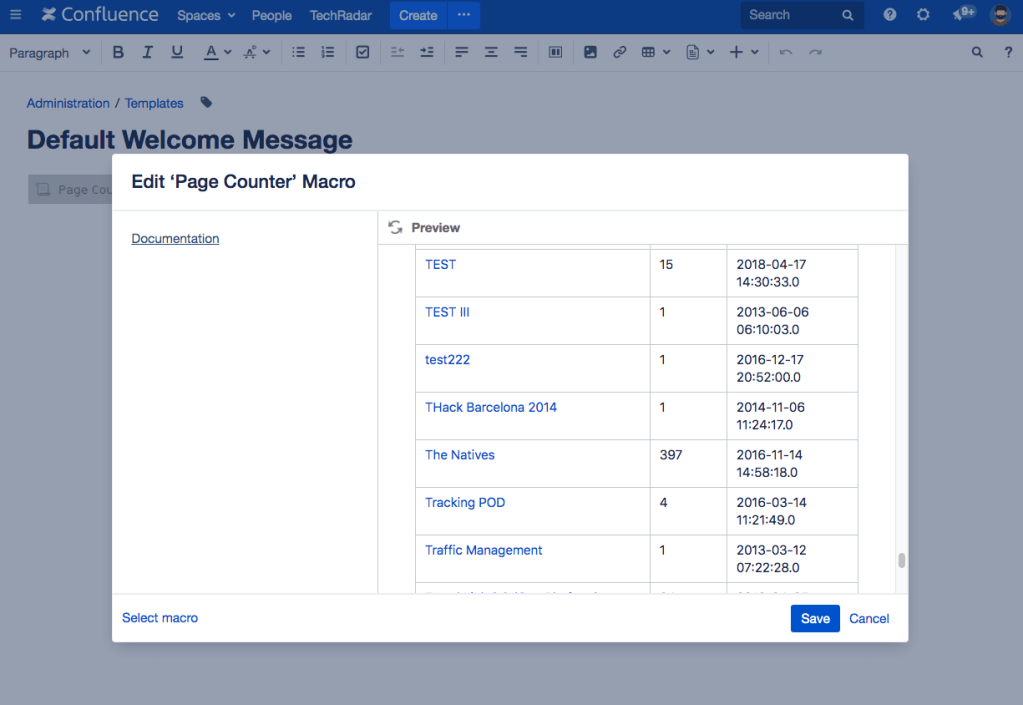 New Macro to show a list of spaces and pages and last modified date in ...